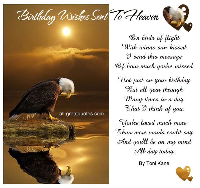 Birthday In Heaven Quotes To Post On Facebook QuotesGram