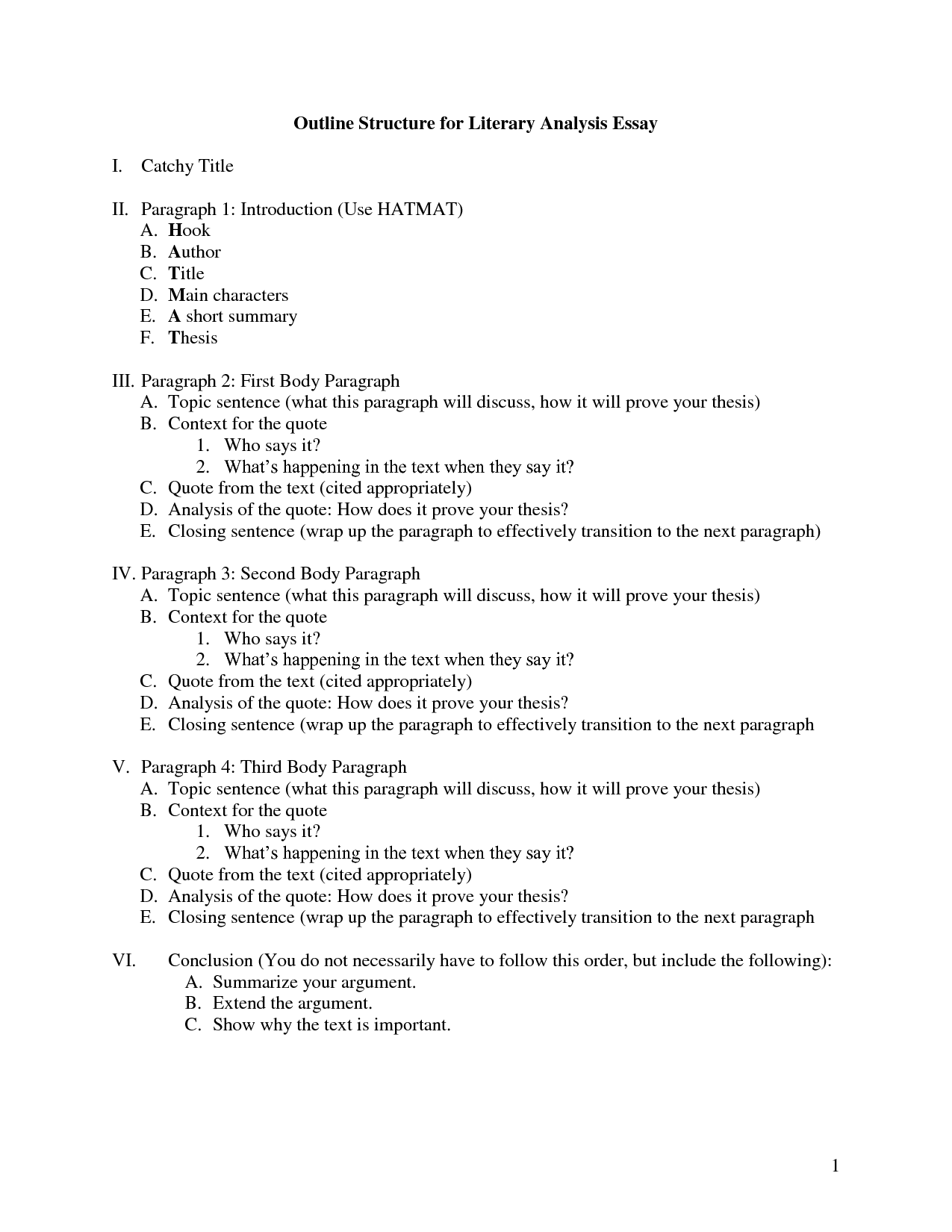 Expository Essay Outline Format
