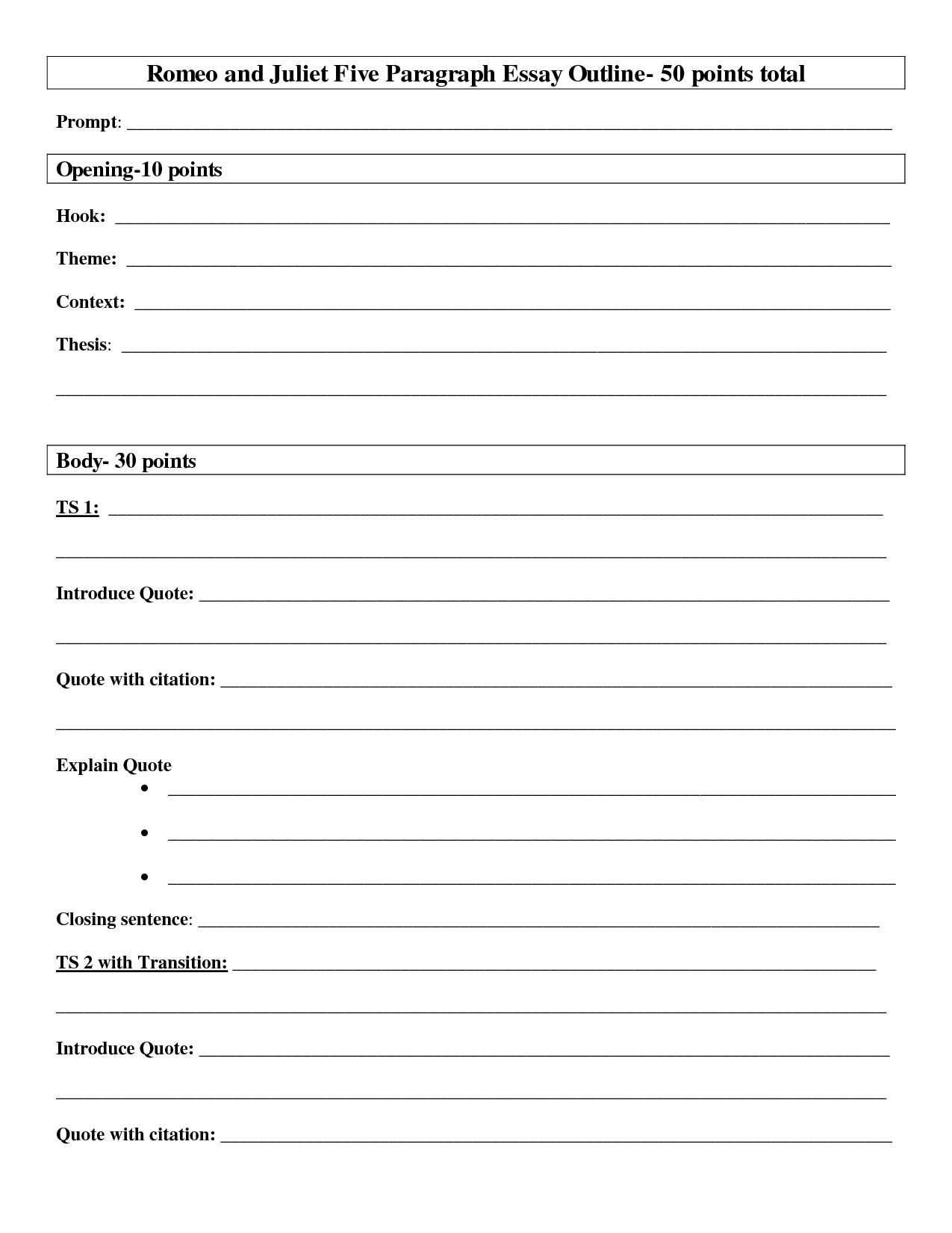 Rhetorical Analysis Outline Worksheet