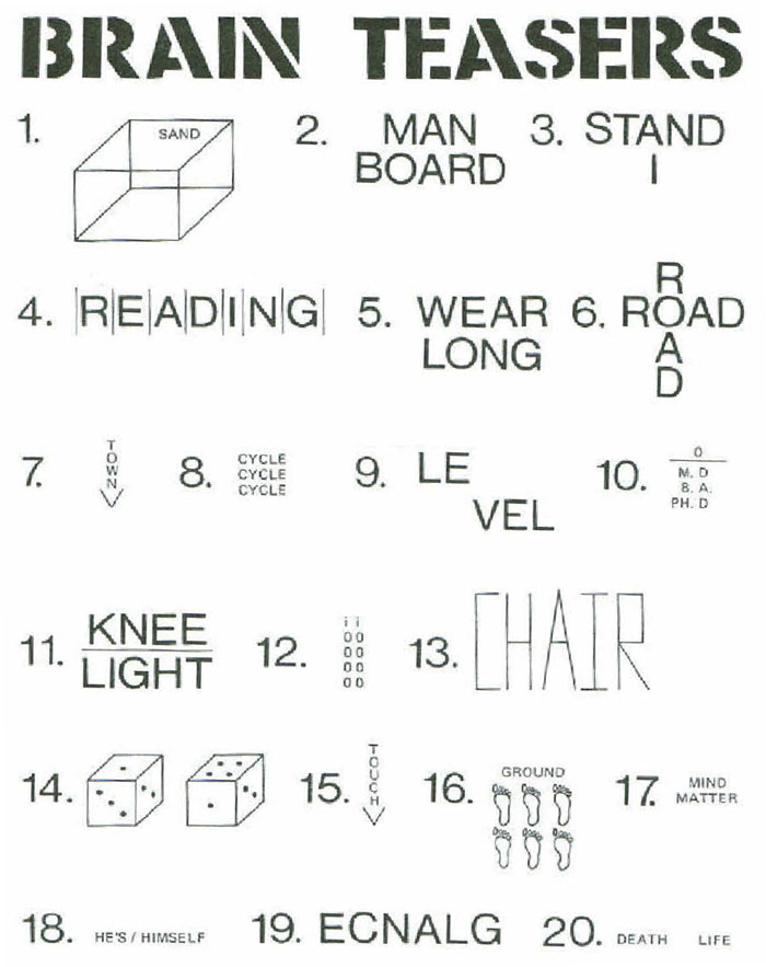Brain Teasers Worksheet #1 Answers Brain Teasers Worksheet #1 Answers