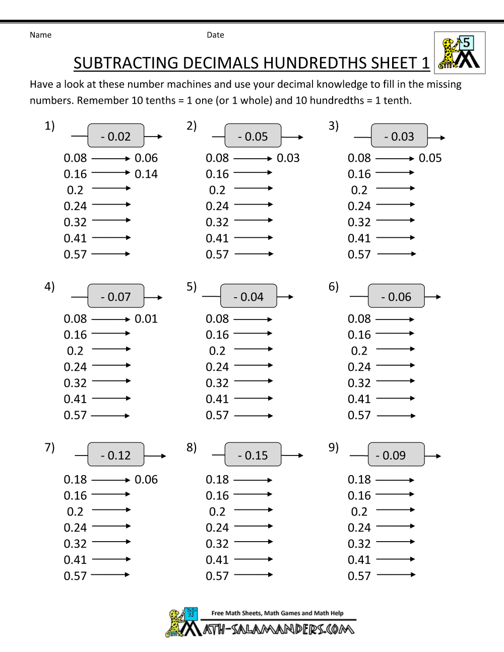 Adding Decimals Worksheet Pdf