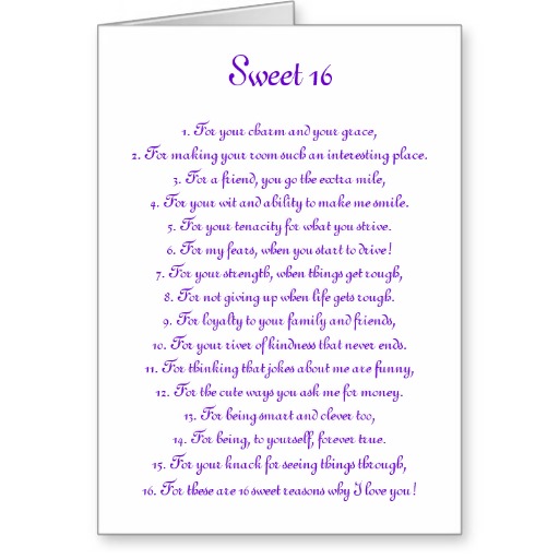 Sweet 16 Poems And Quotes QuotesGram Sweet 16 Poems And Quotes QuotesGram