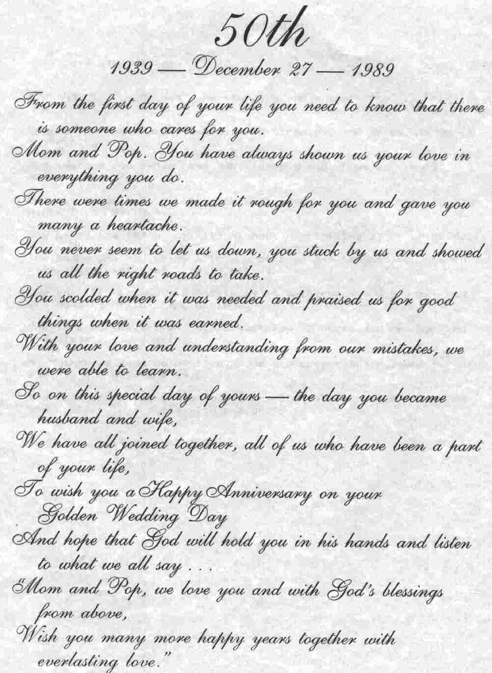 50th Wedding Anniversary Quotes And Poems QuotesGram