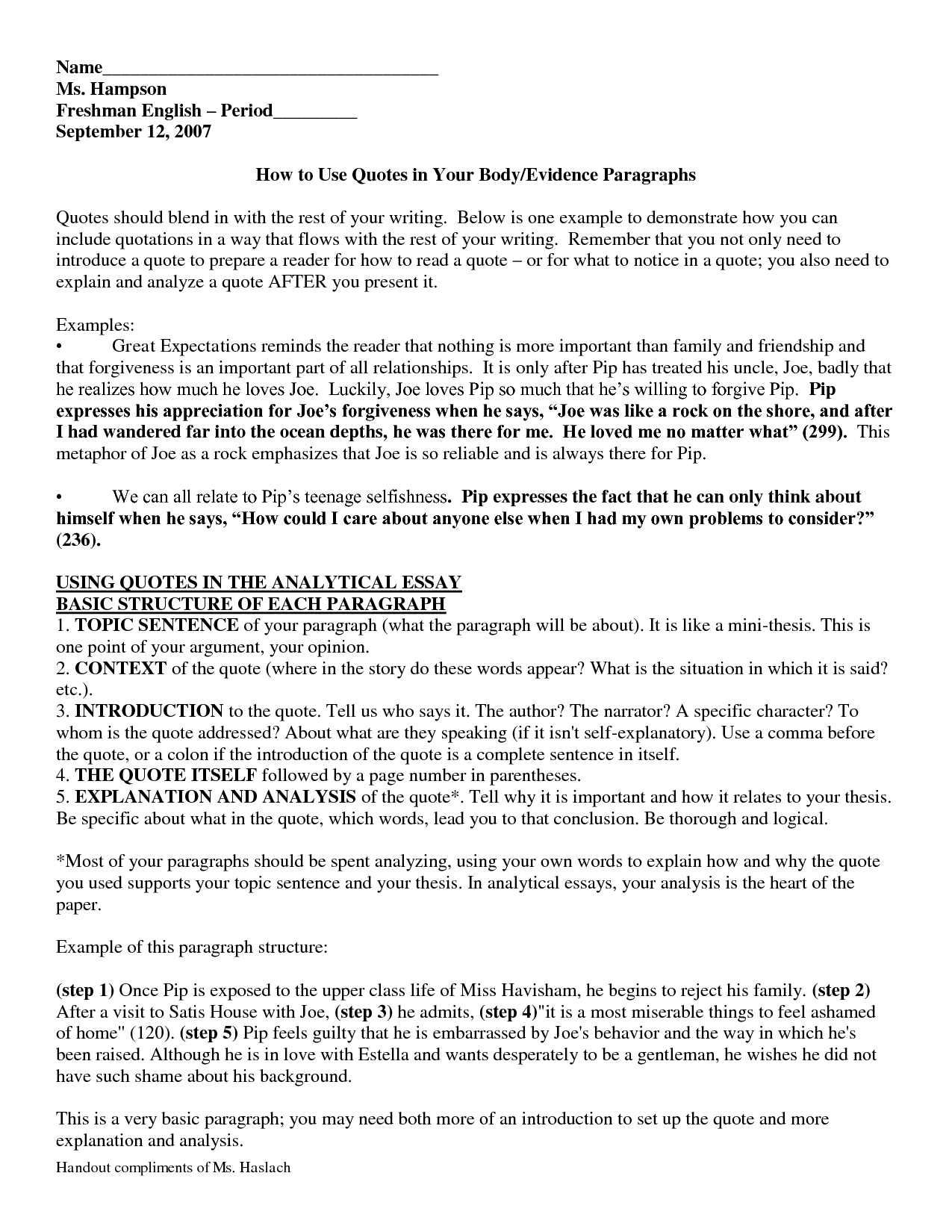 Examples Of An Essay In Quotes QuotesGram