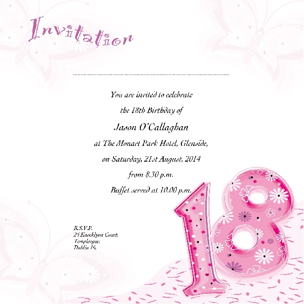18th Birthday Quotes For Invitations QuotesGram