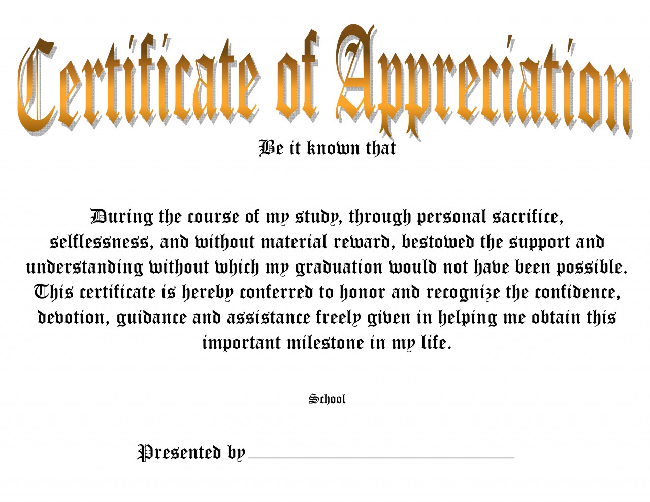 Certificate Of Appreciation Quotes QuotesGram