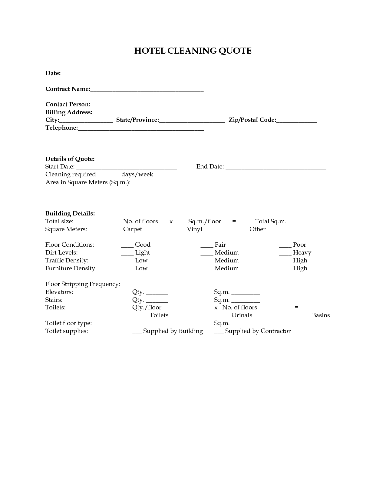 Cleaning Service Quote Template