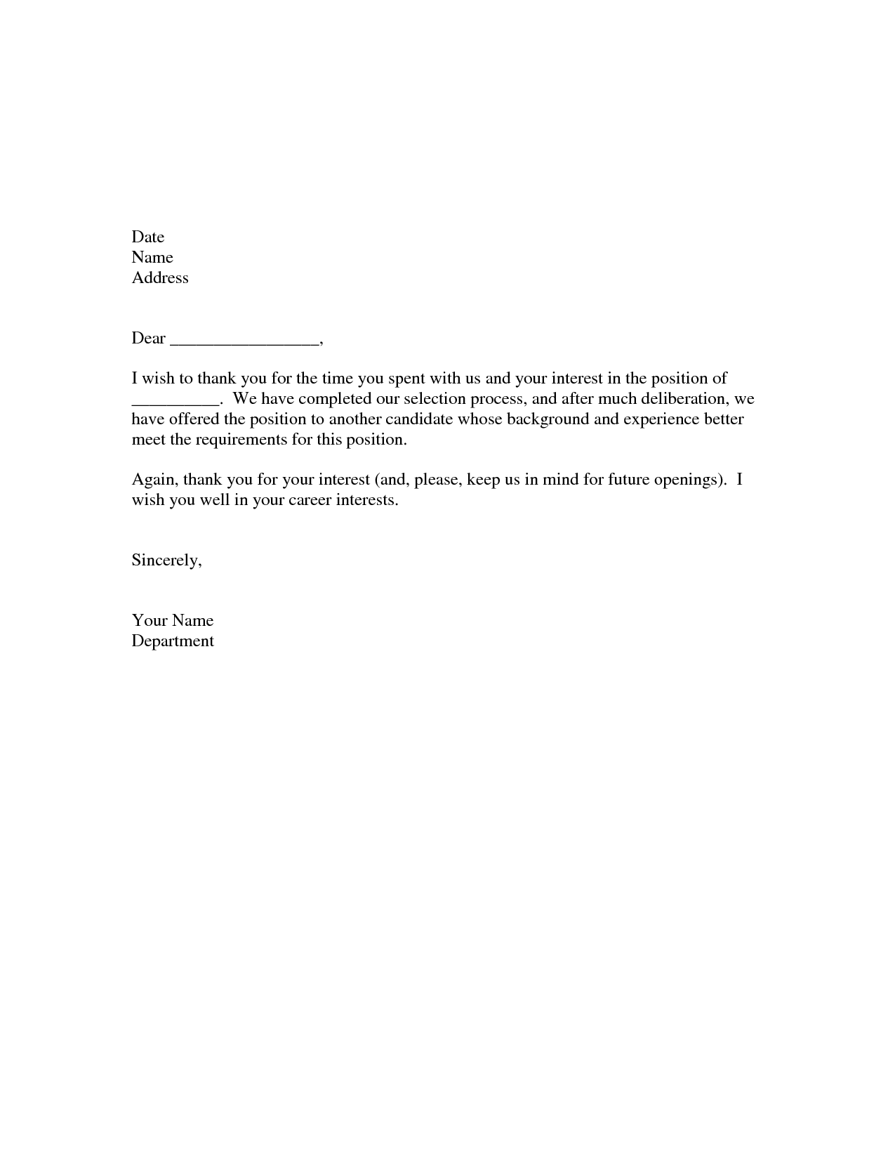 Sample Proposal Rejection Letter For Your Needs Letter Templates